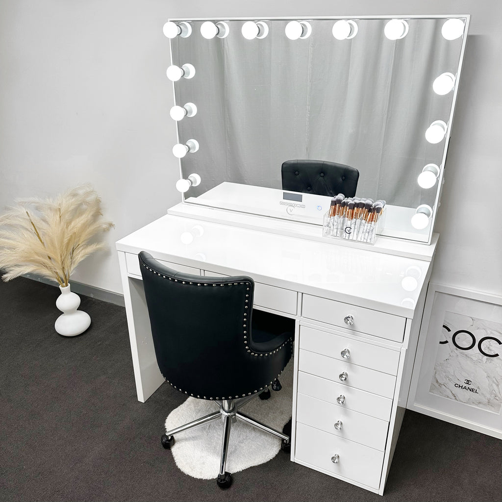 XMAS SALE! 12% OFF + FREE GIFT! 8 DRAWER VANITY TABLE - WHITE TOP/WHIT ...